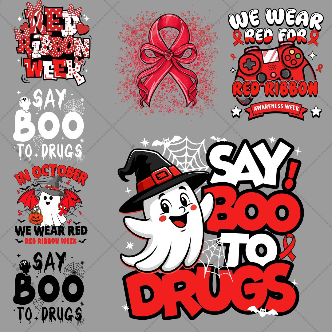 8 Red Ribbon Week Png, Say Boo to Drugs Red Ribbon Awareness Week Png ...