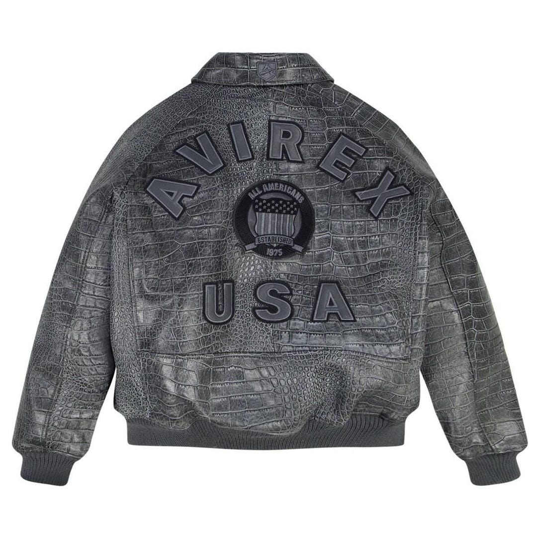 AVIREX Men's Croc Icon Leather Biker Motorcycle Outerwear Racing Jacket ...