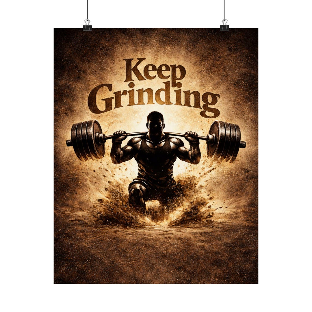 Keep Grinding Weightlifter Poster | Matte Vertical Poster, Gym ...
