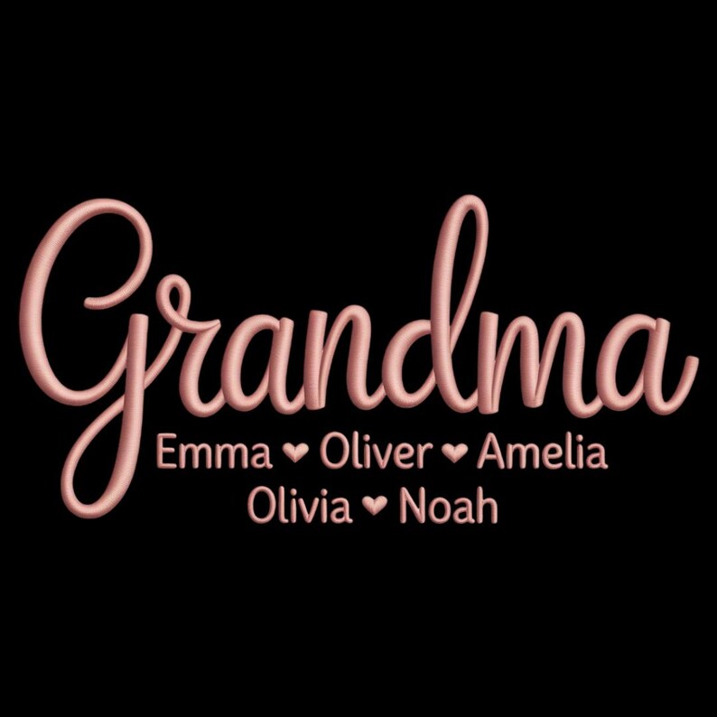 Personalized Grandma With Grandkids Names Embroidered File ,mother's ...