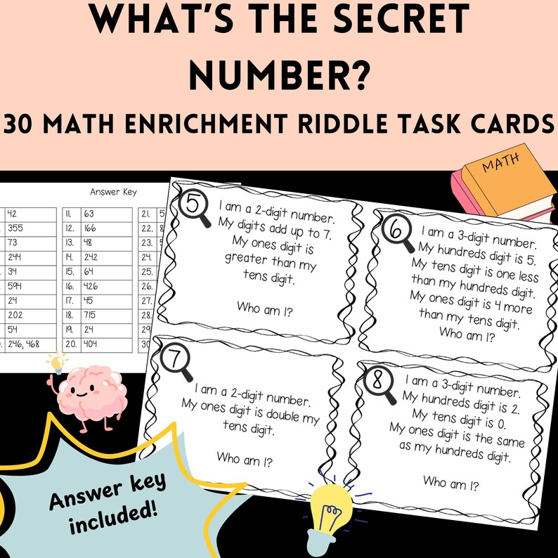Place Value Enrichment Riddle Math Task Cards - What's the Secret ...
