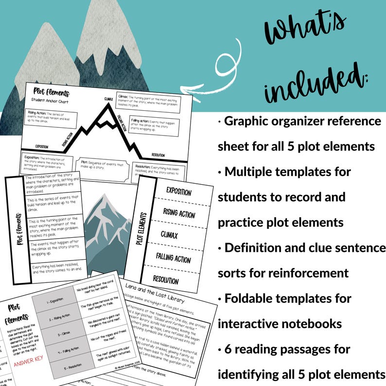 Plot Diagram Elements Organizers Foldables Reading Passages and More - Etsy