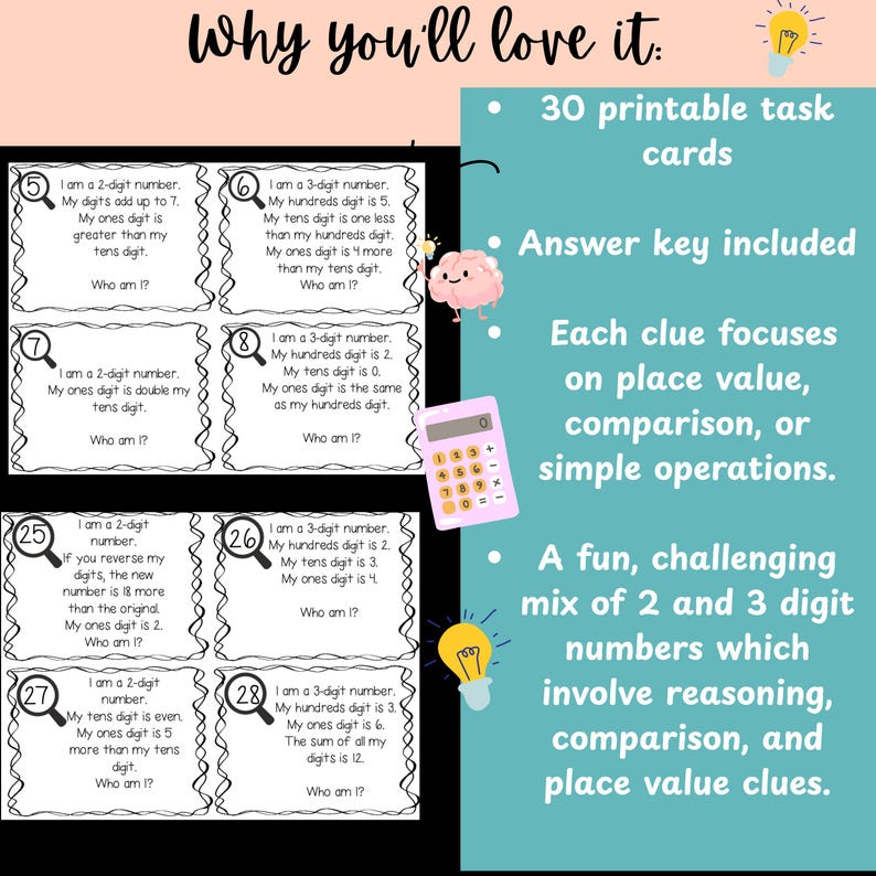 Place Value Enrichment Riddle Math Task Cards - What's the Secret ...