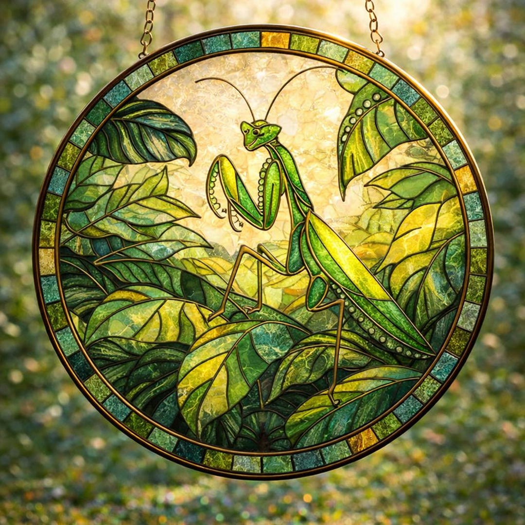 Praying Mantis Stained Glass Suncatcher Insect Window Hanging Nature ...