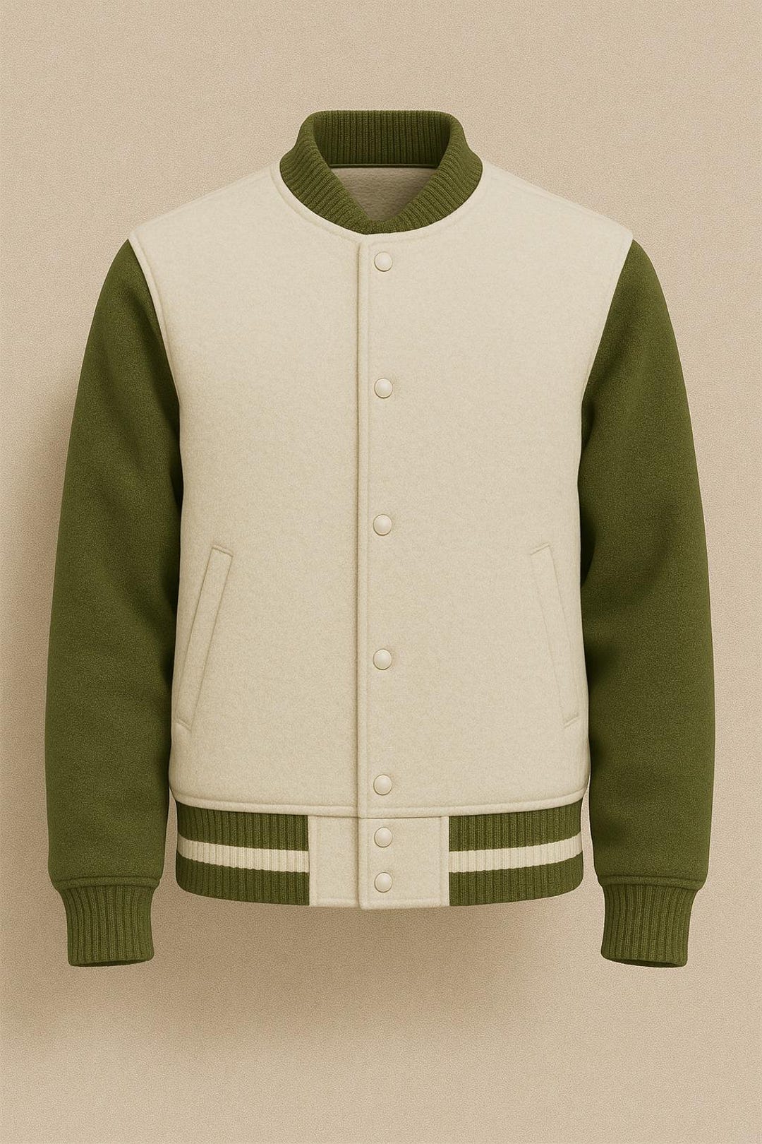 Unisex Varsity Jacket Cream & Olive Green Letterman Jacket - Etsy