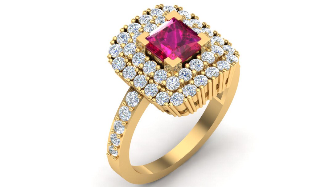 Princess Cut Ruby Engagement Ring Marriage Ring Twist Promise Ring ...