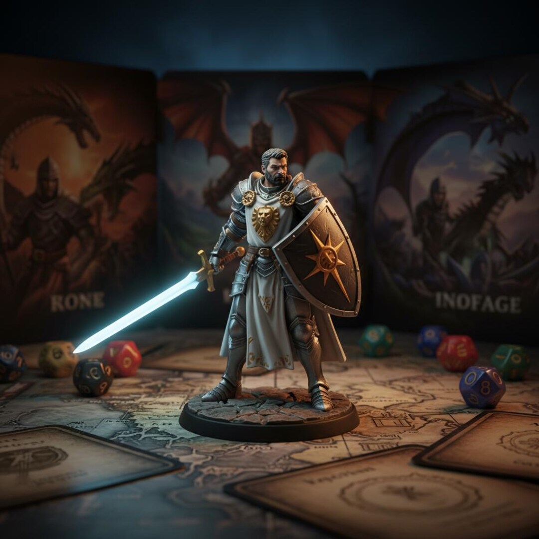 Human Paladin STL File | Fantasy Knight Statue | RPG Model (3D Printing ...
