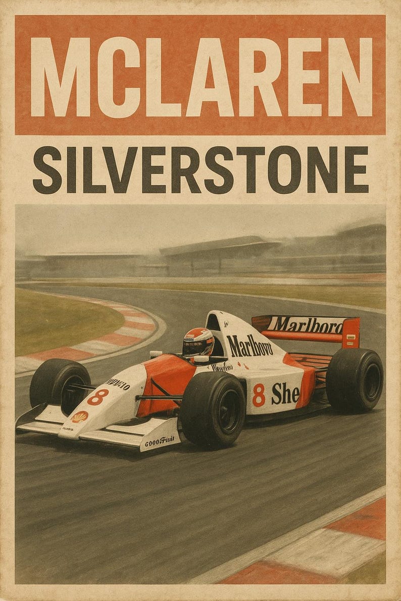 Mclaren F1 - Silverstone Poster (vintage) - Etsy