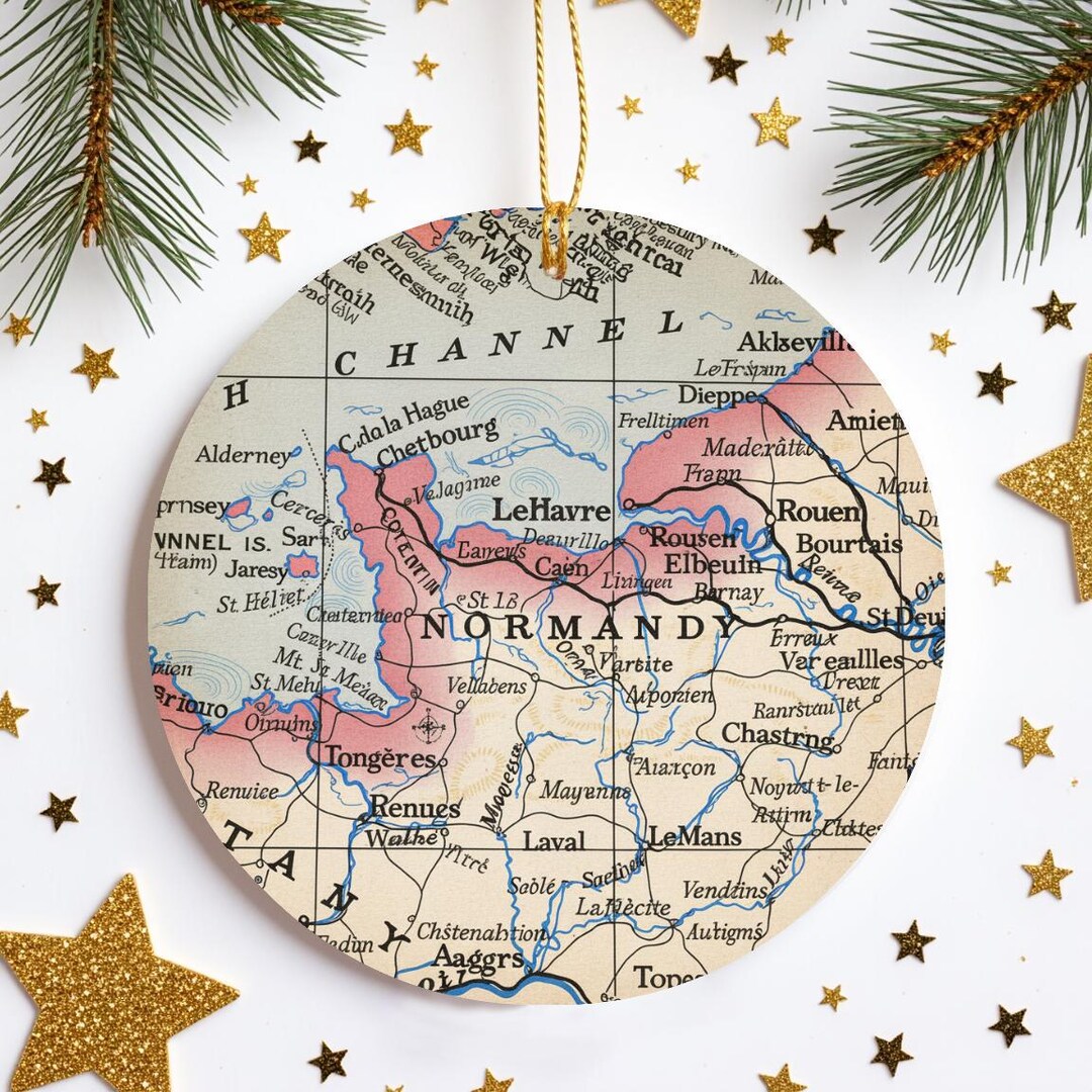 Normandy Map Ornament - Normandy Housewarming Gift - Normandy Christmas ...