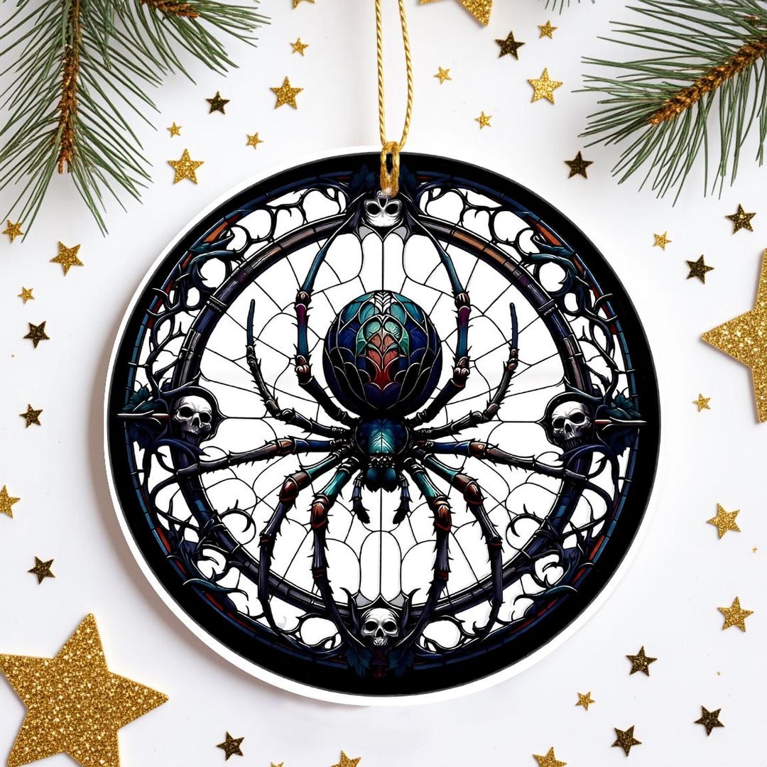 Gothic Spider Christmas Ornament, Stained Glass Style Ceramic Tree ...