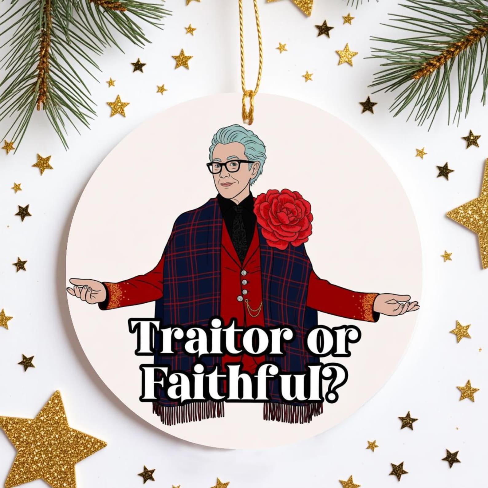 The Traitors Alan Cumming Traitor or Faithful Bravo Christmas Ornament ...