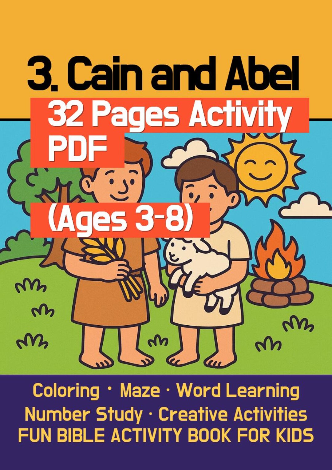 Cain and Abel Activity Book: Christian Coloring Pages, Maze, Word ...