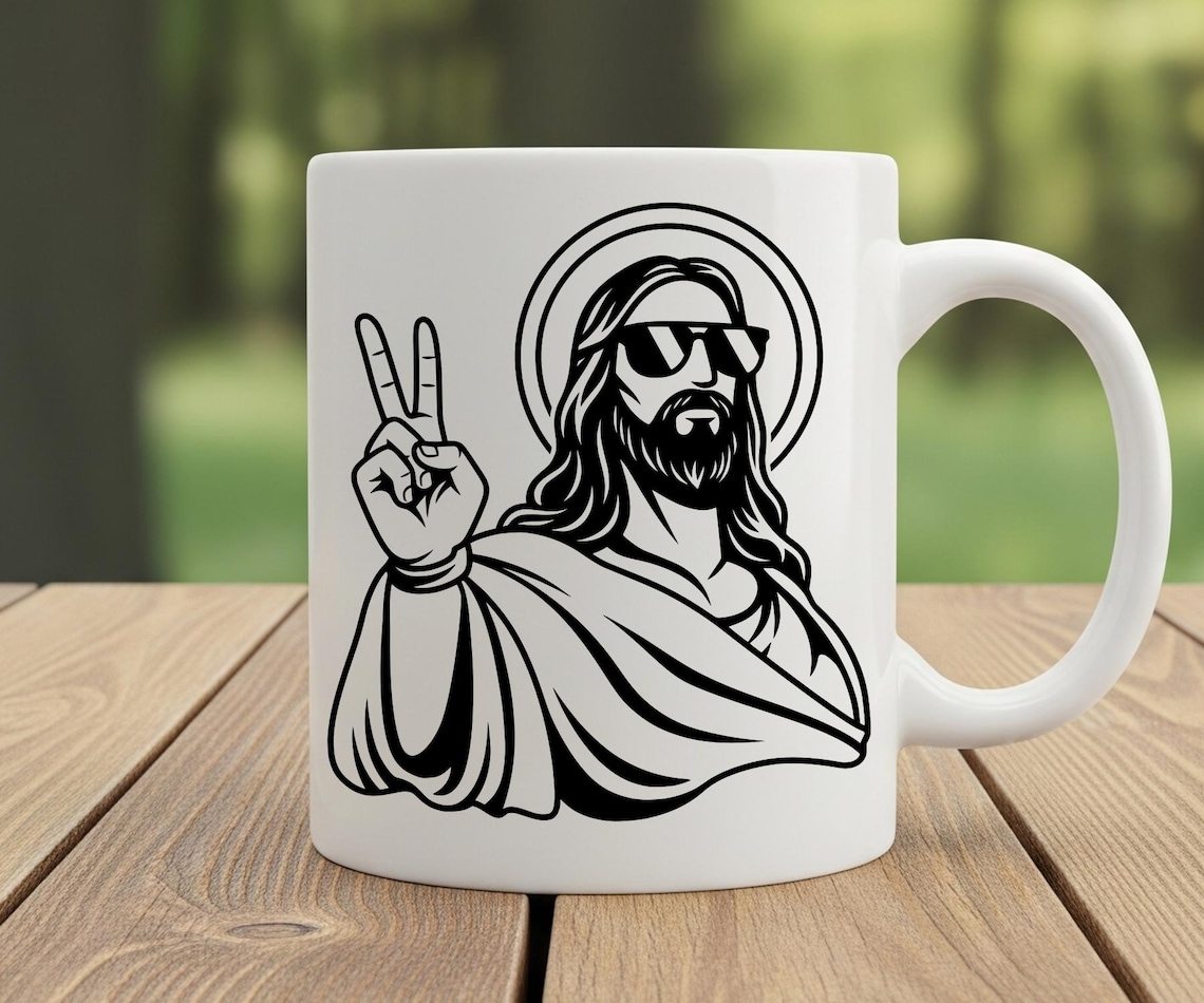 Cool Jesus Peace Sign Sunglasses SVG, PNG: Religious Humor, Christian ...