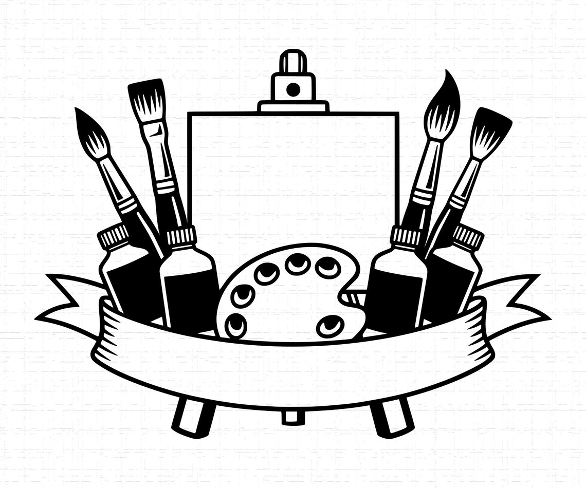 Artist Painter Tools Logo SVG, PNG: Paint Palette, Painter Gift, Split ...