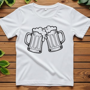 Toasting Beer Mugs SVG: T-shirt Design, Cheers, Brewery Pub ...