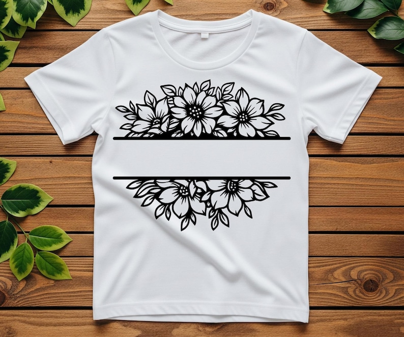 Flowers Split Monogram SVG, PNG: Floral Frame, Garden Art, Home Decor ...
