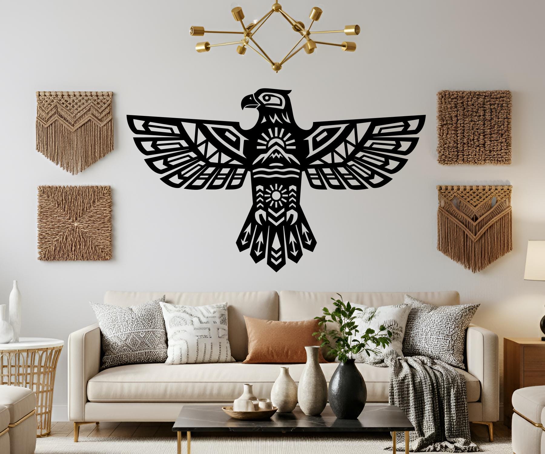 American Thunderbird SVG, PNG, Tribal Native Bird Silhouette, Geometric ...