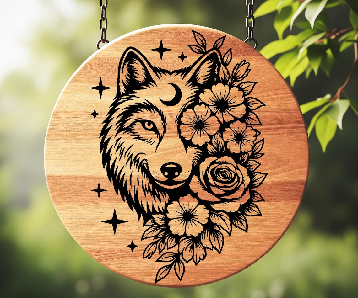 Wolf With Flowers SVG, PNG: Celestial Floral Wolf Head, Mystic Art ...