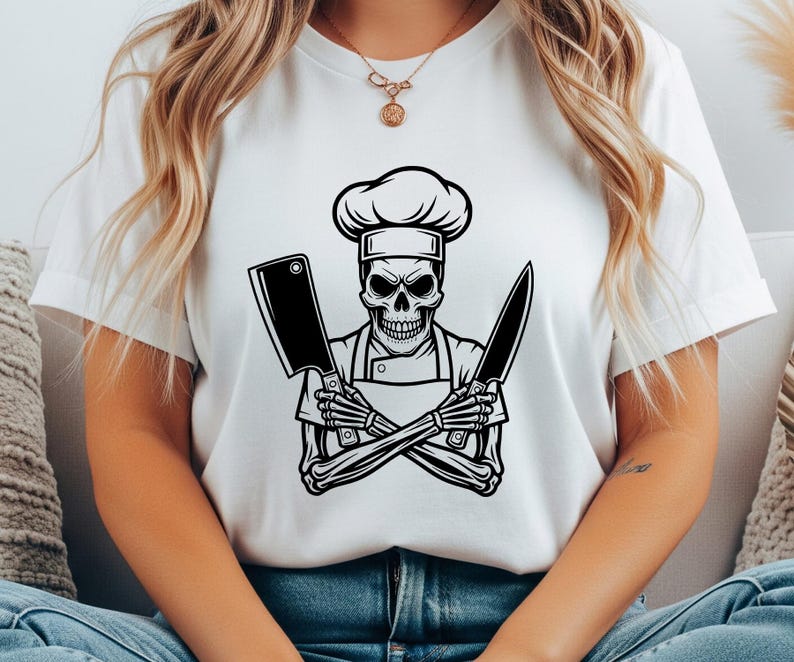Chef Skeleton SVG: Culinary Skull With Cleaver and Knife, Restaurant ...