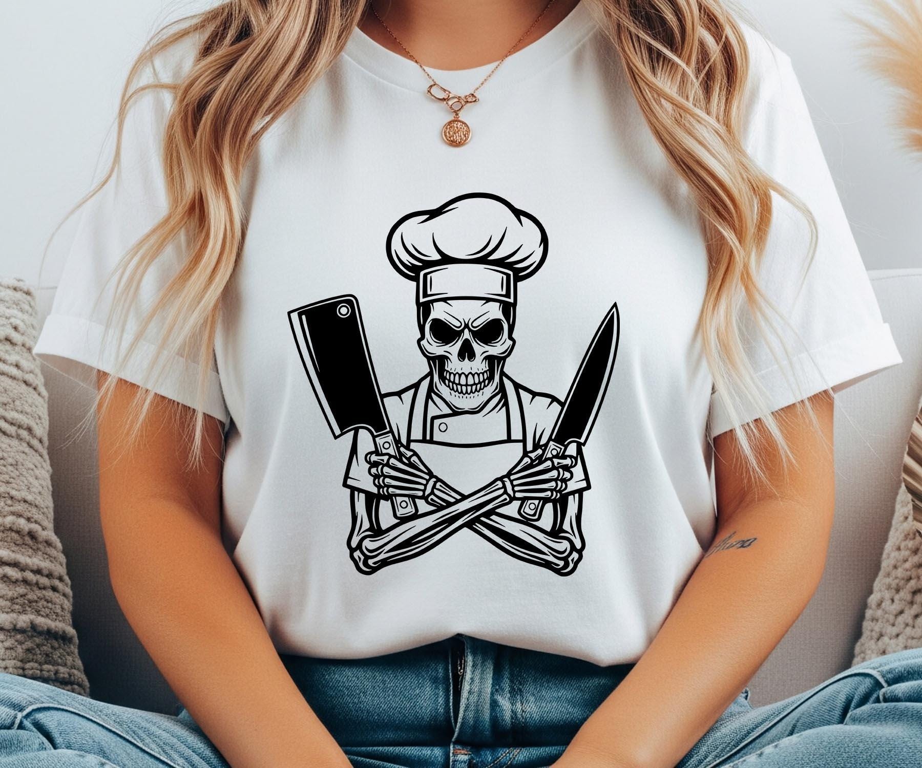 Chef Skeleton SVG: Culinary Skull With Cleaver and Knife, Restaurant ...