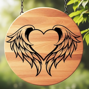 Angel Wings Heart SVG, PNG: Valentine's Day Gift, Memorial Art, Love ...