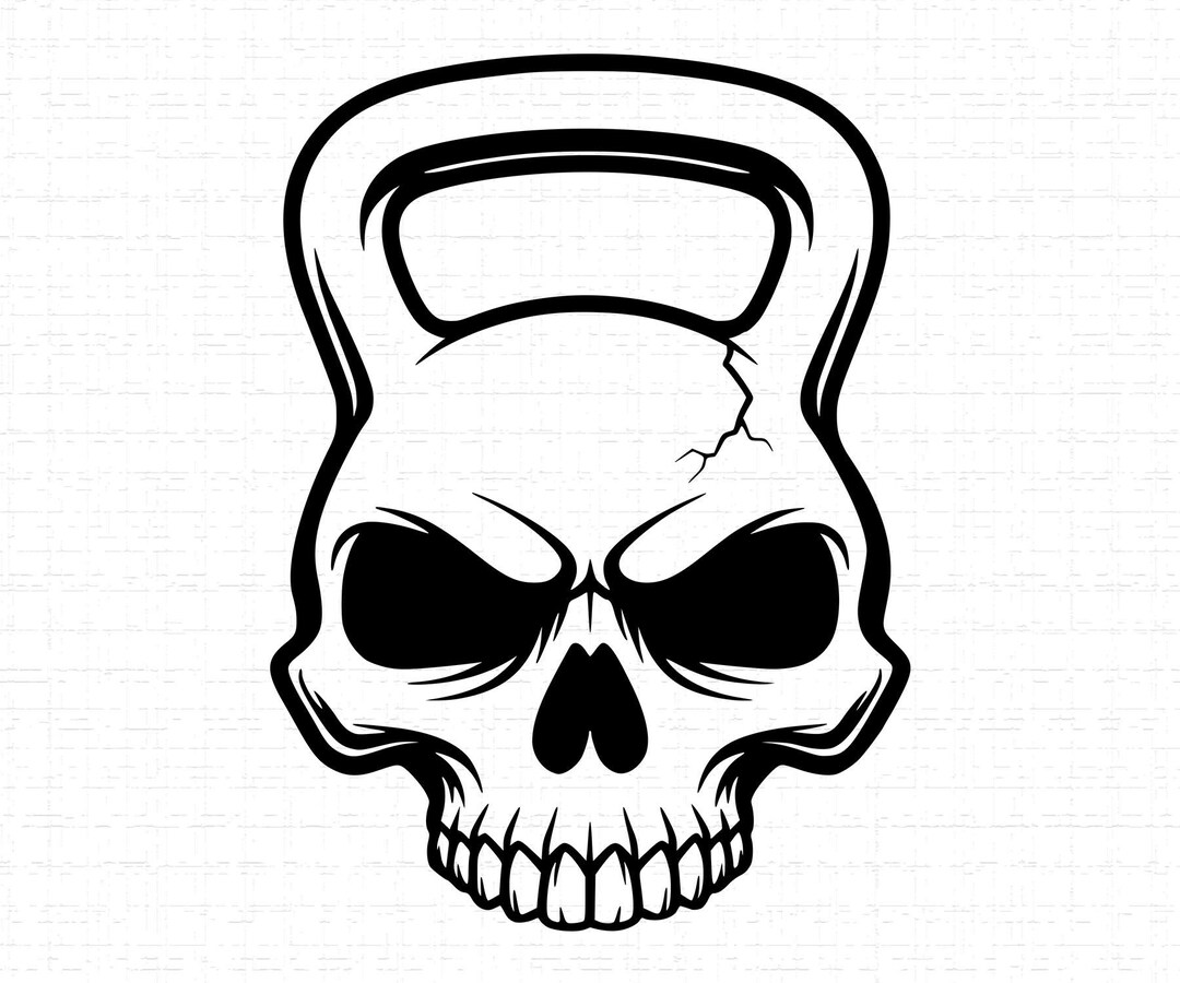 Kettlebell Skull SVG: Crossfit and Gym Mascot Vector, Fitness, Workout ...