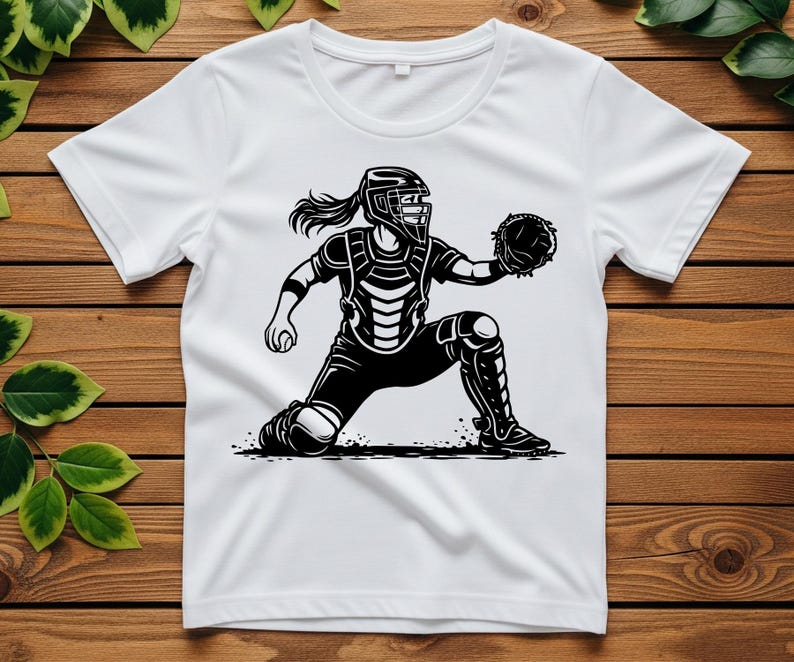 Softball Catcher Girl SVG, PNG, Fastpitch Player in Gear Silhouette ...