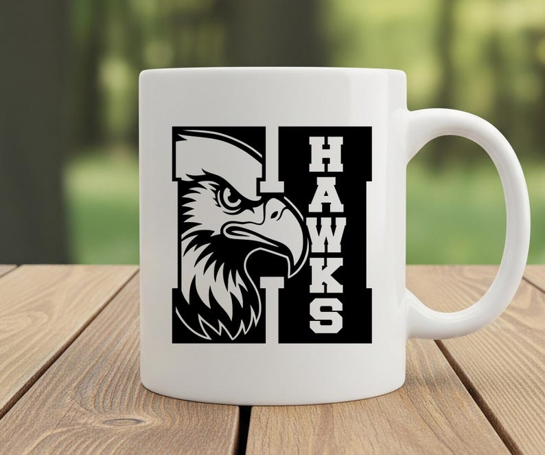 Hawks Mascot Logo SVG, PNG: Hawk Head, Sports Team, Eagle Face, T-shirt ...