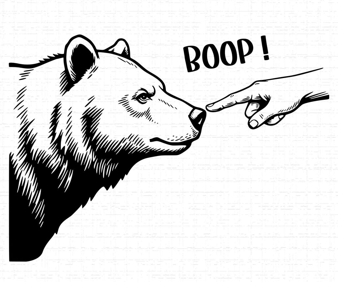 Bear Finger Touching Nose SVG: Funny Bear Boop, Humorous Wildlife ...