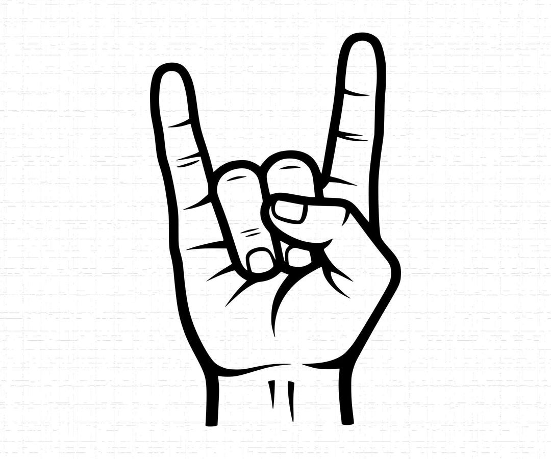 Rock on Hand Sign SVG, PNG: Horns Gesture, Heavy Metal, Rock and Roll ...