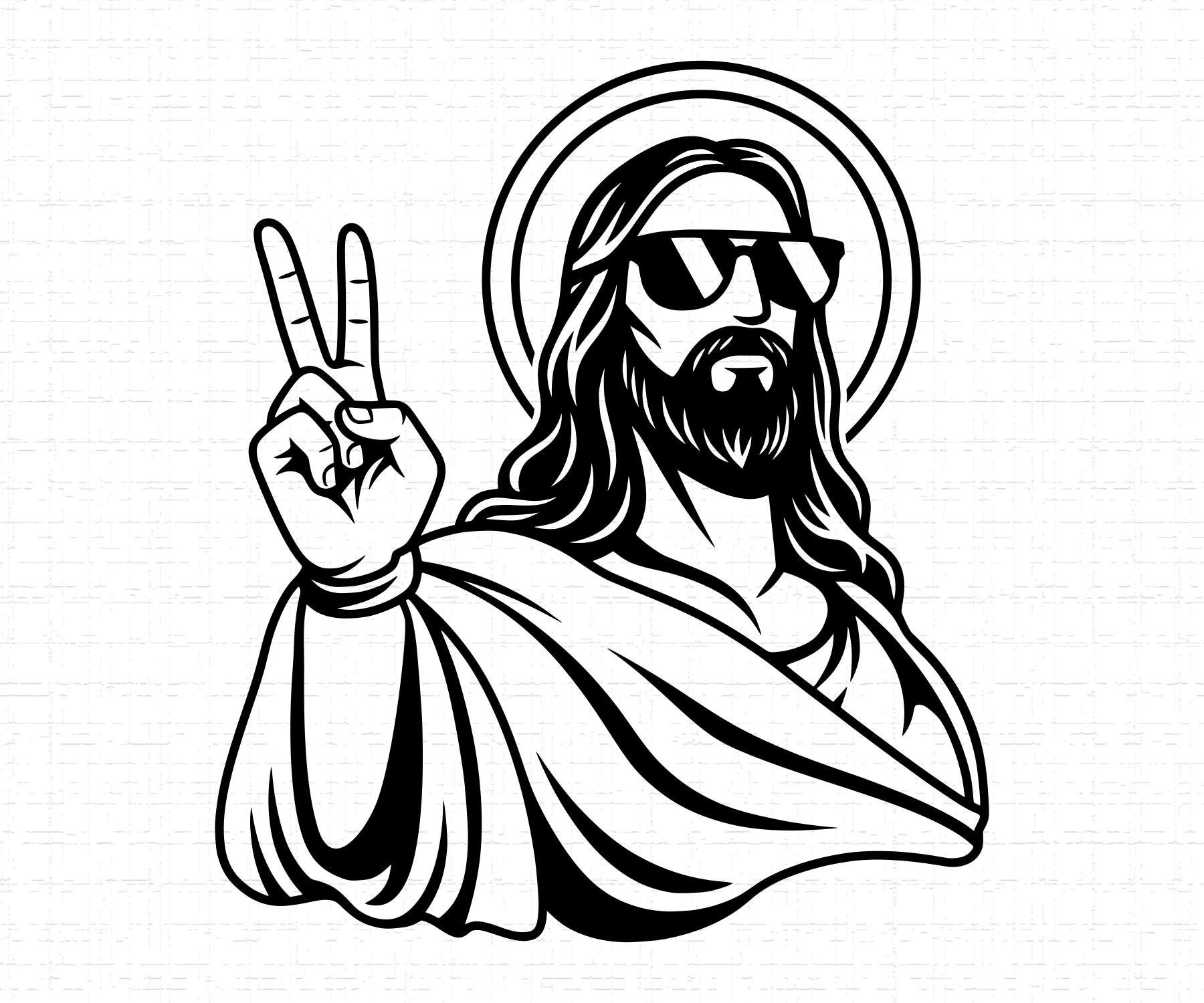 Cool Jesus Peace Sign Sunglasses SVG, PNG: Religious Humor, Christian ...