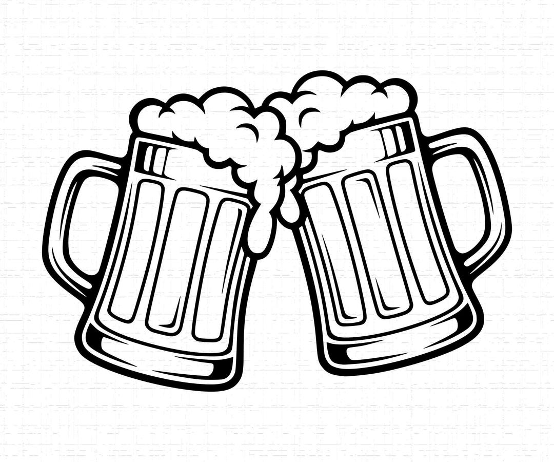 Toasting Beer Mugs SVG: T-shirt Design, Cheers, Brewery Pub ...