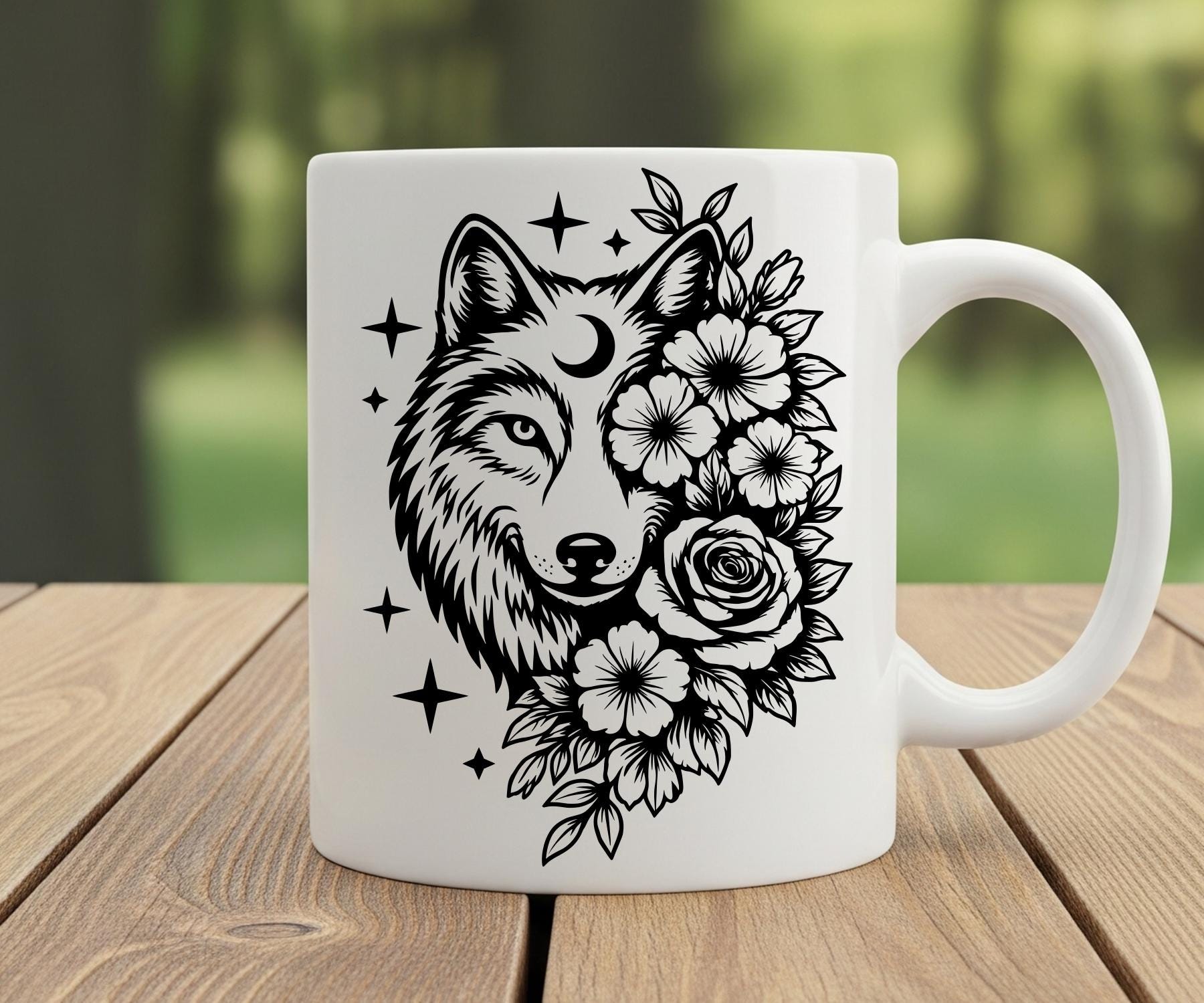 Wolf With Flowers SVG, PNG: Celestial Floral Wolf Head, Mystic Art ...