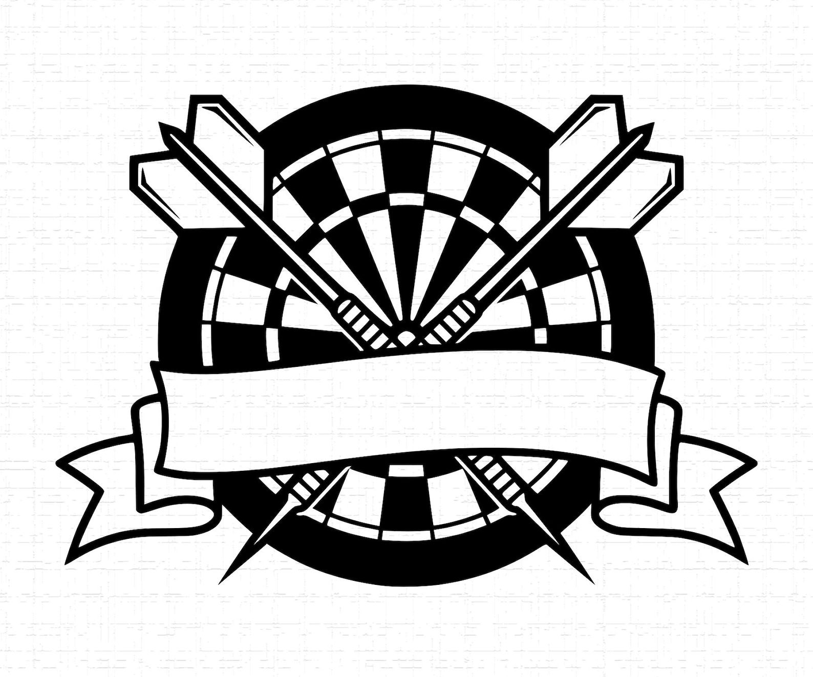 Dartboard Logo SVG: Dartboard and Crossed Darts With Custom Banner ...