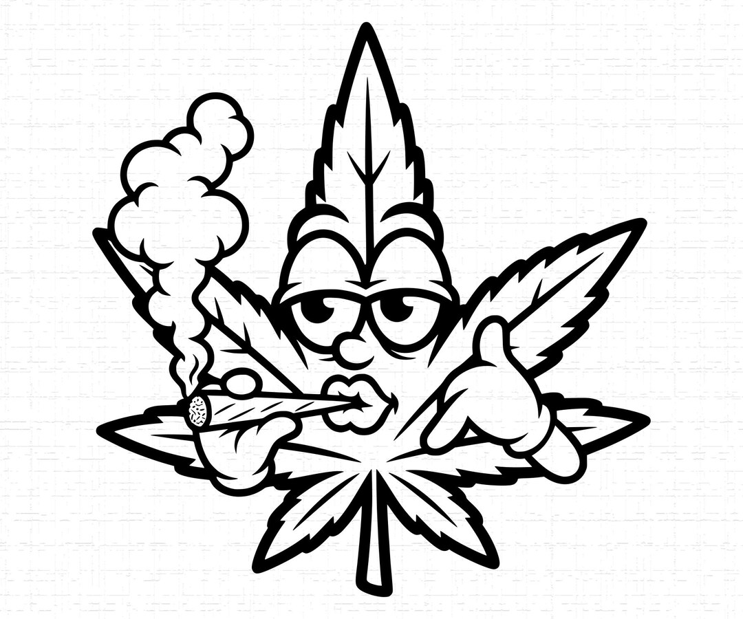 Weed Leaf Smoking Joint SVG, PNG: Funny Marijuana, Chill Vibes, Stoner ...