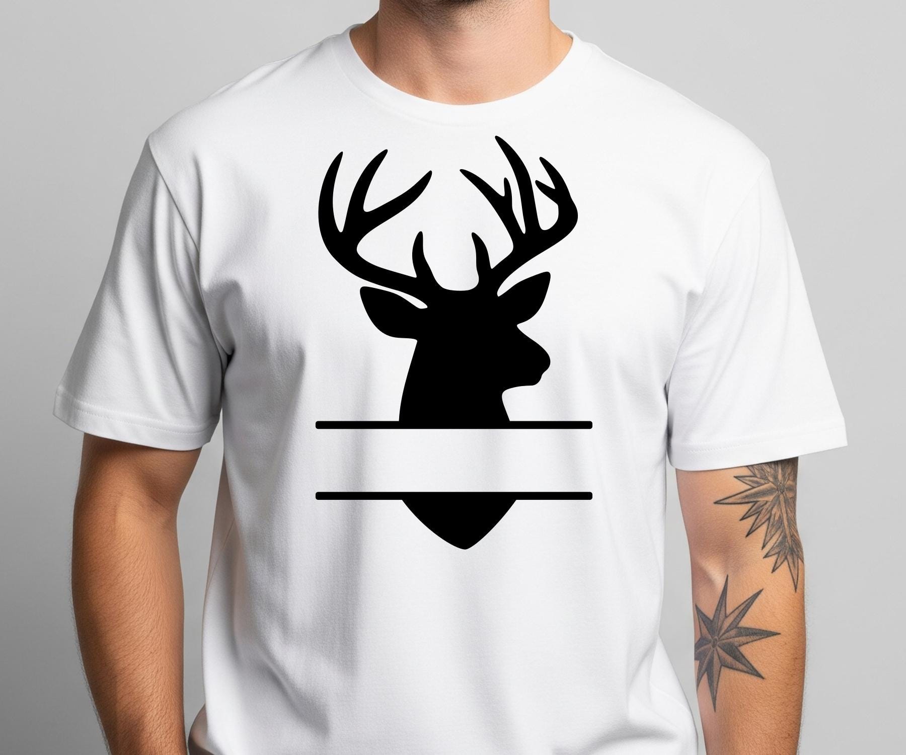 Deer Buck Head Split Monogram Frame SVG: T-shirt Design, Hunter Gift ...