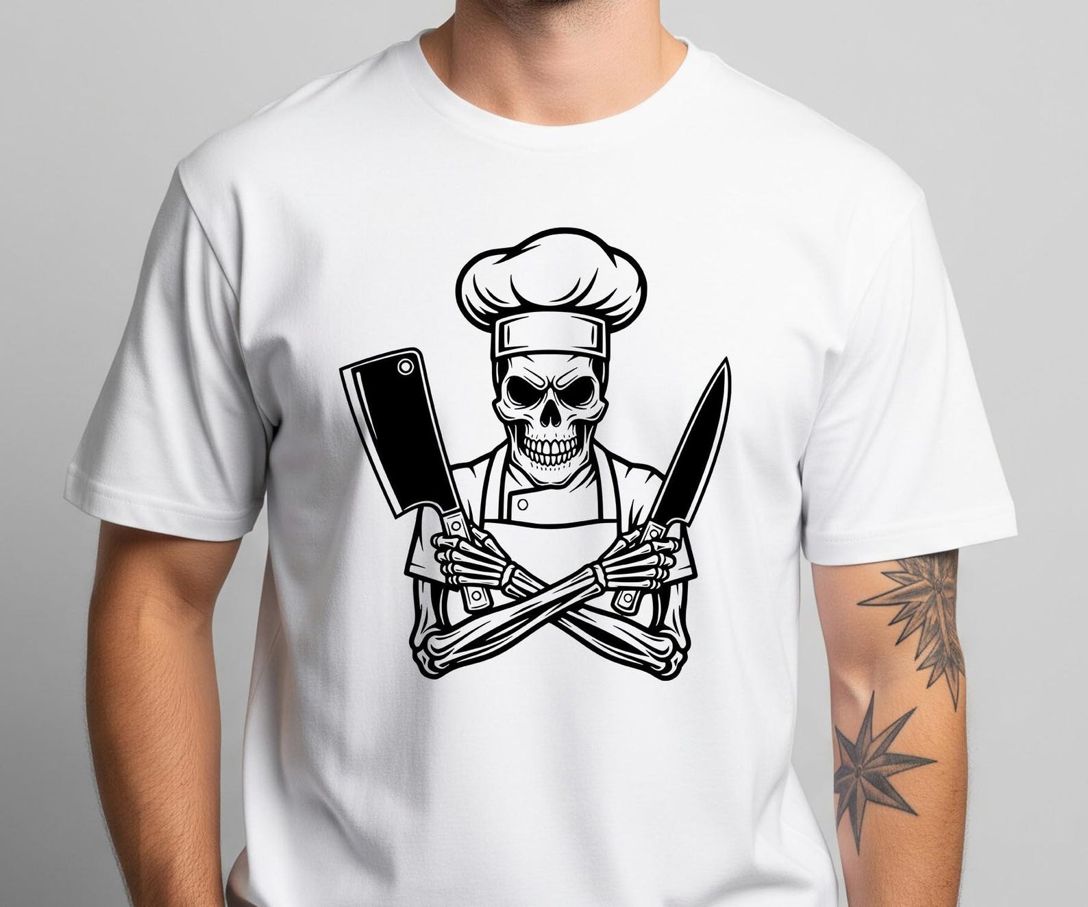 Chef Skeleton SVG: Culinary Skull With Cleaver and Knife, Restaurant ...
