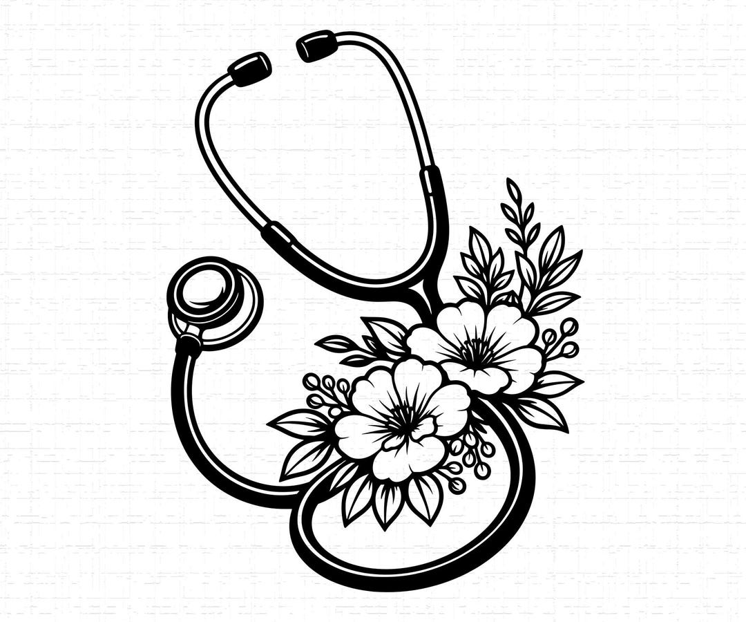 Floral Stethoscope SVG, PNG, Nurse Gift, Medical Equipment, Nursing Art ...