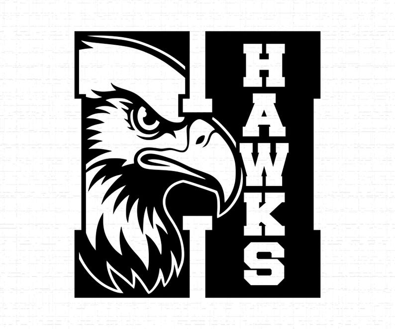 Hawks Mascot Logo SVG, PNG: Hawk Head, Sports Team, Eagle Face, T-shirt ...