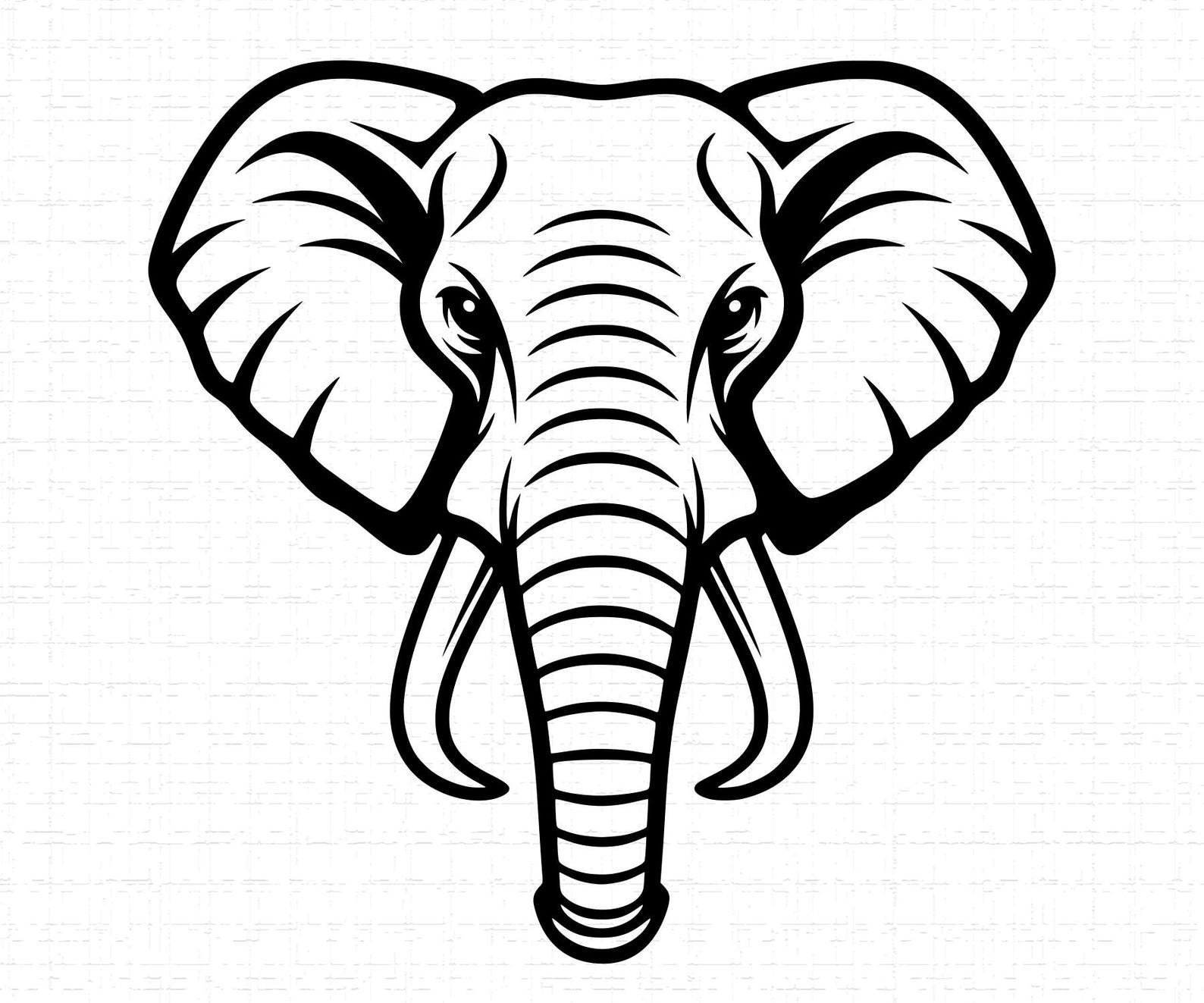 Elephant Head Logo SVG, PNG: Wildlife Art, African Animal, Nature Decor ...