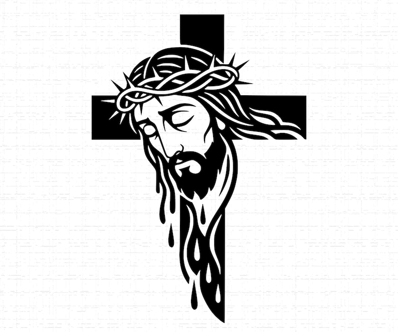 Jesús y la Cruz SVG: Rostro de Cristo, Corona de Espinas, Religioso, Fe ...