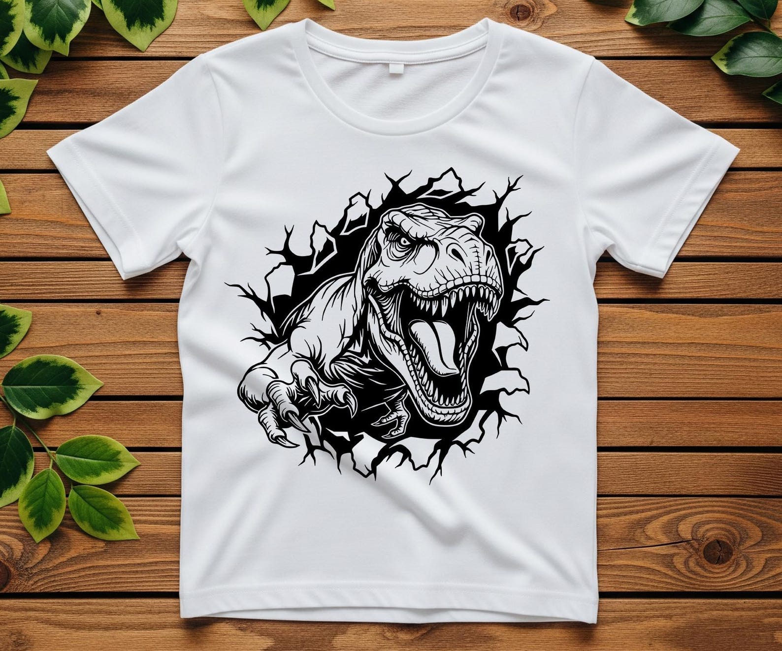 Roaring T-rex Breaking Through Wall SVG: Dinosaur, Jurassic, T-rex ...