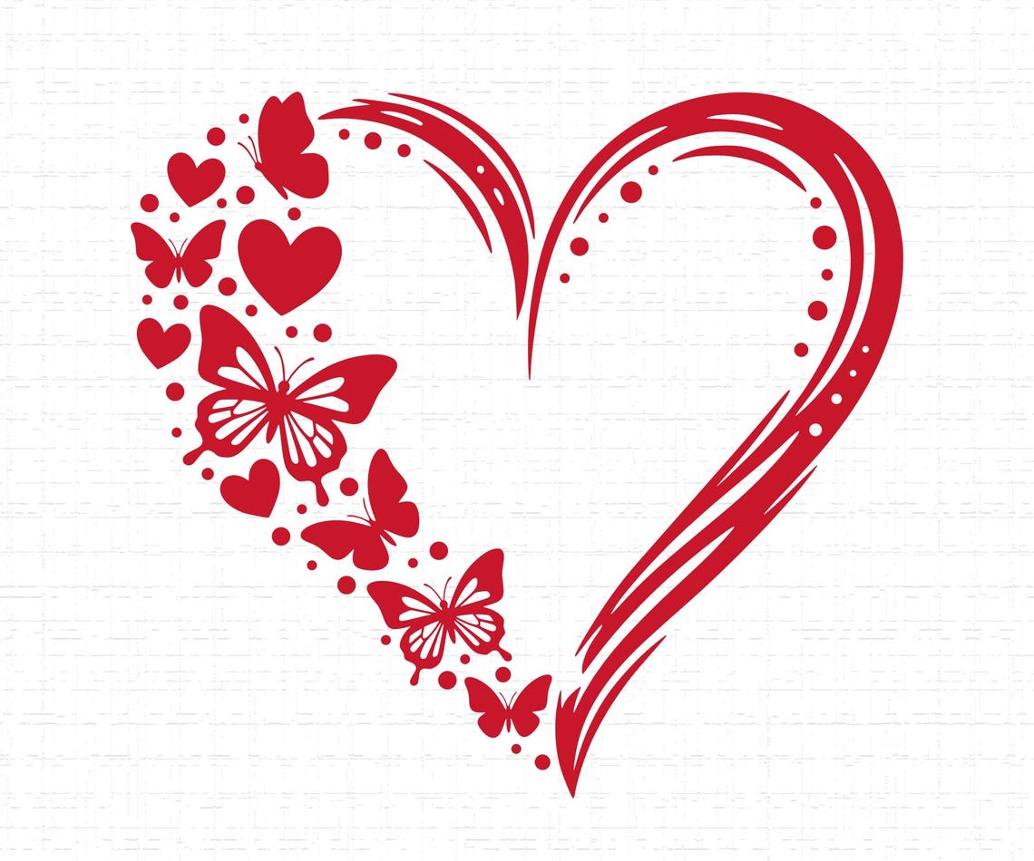 Butterfly Heart SVG, PNG: Valentine's Day Gift, Symbol of Love ...