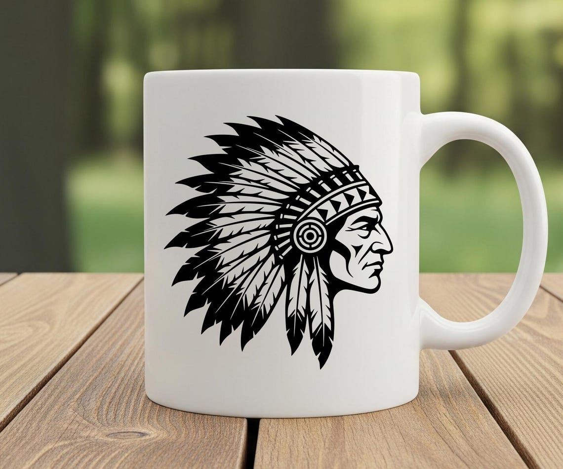 Indian Chief SVG: T-shirt Design, Native American, Feather Headdress ...