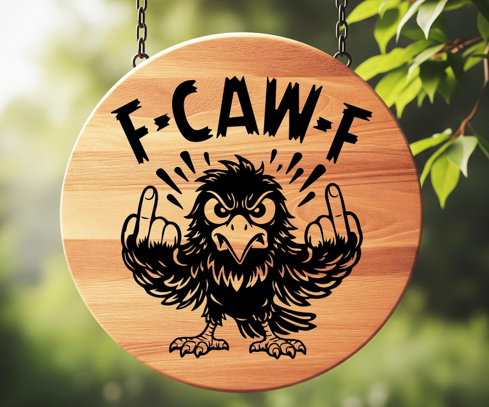 Raven F-caw-f SVG, PNG: Funny Angry Crow, Middle Finger, Adult Humor, T ...