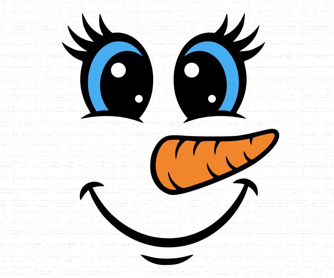 Cute Snowman Face SVG: Cartoon Snowman, Christmas Decor, Winter Clipart ...