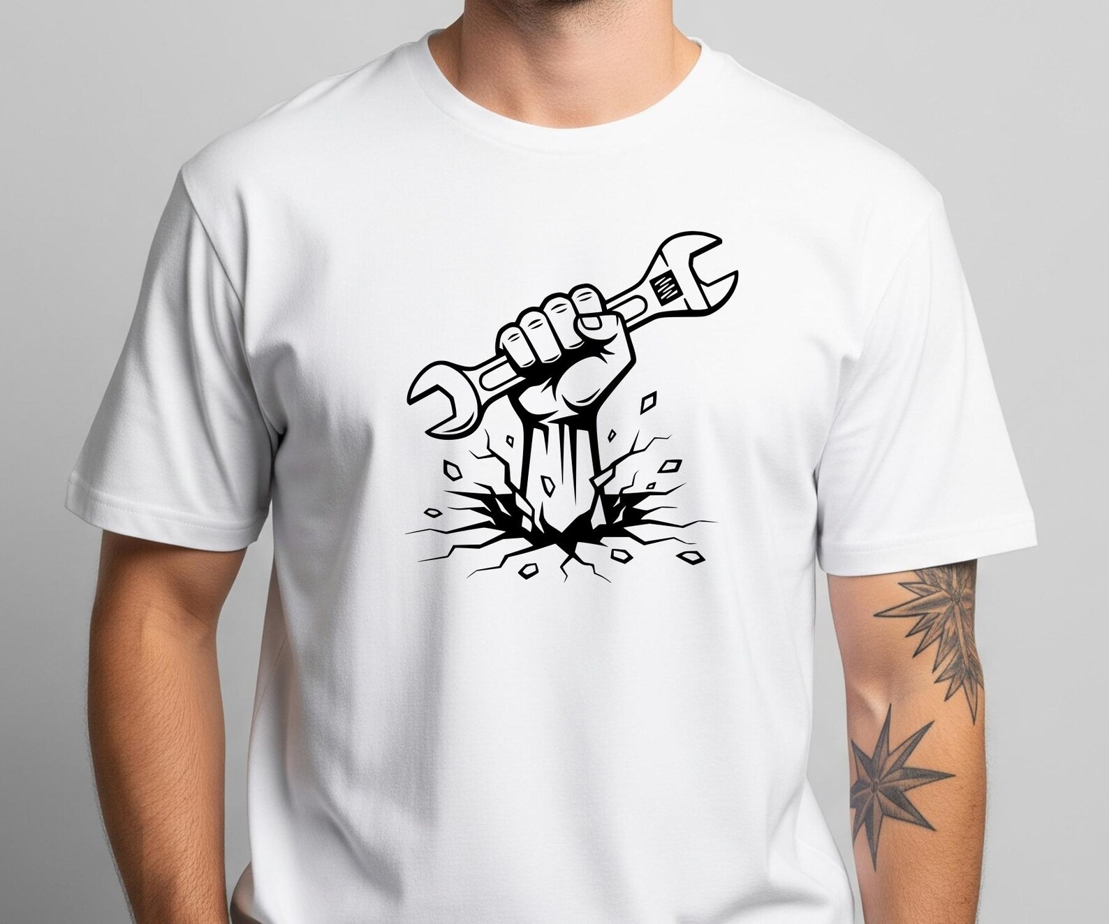 Hand Holding A Wrench SVG: Breaking Ground, Mechanic Graphic, Repairman ...