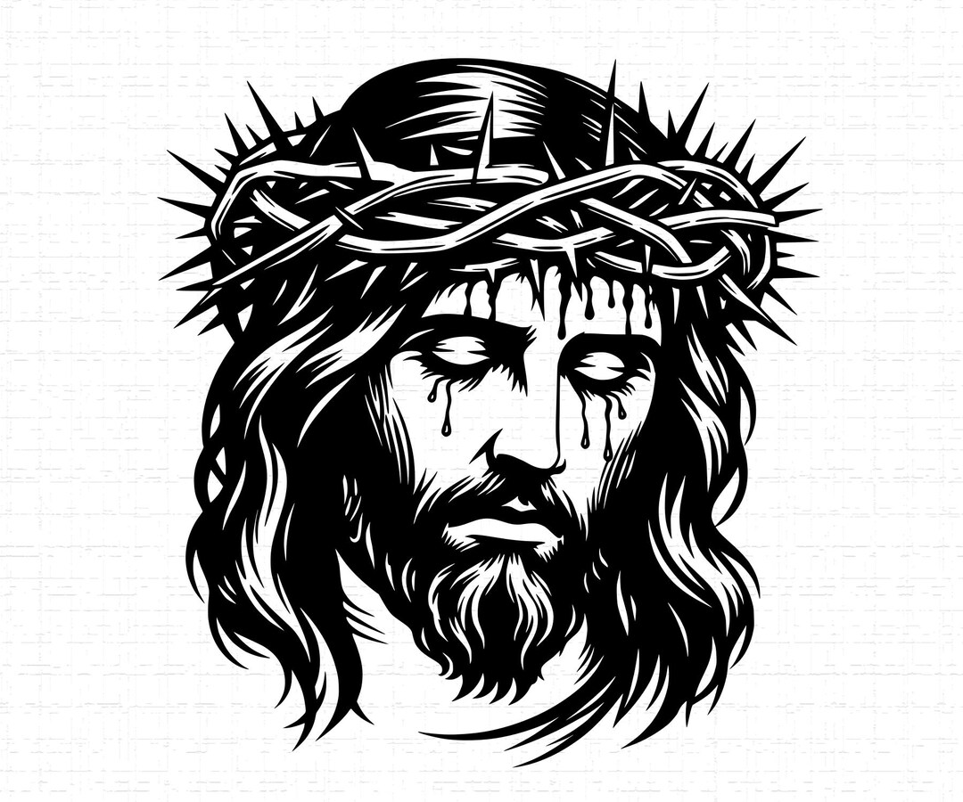 Jesus Face With Crown of Thorns Portrait SVG, PNG, Christian Faith ...