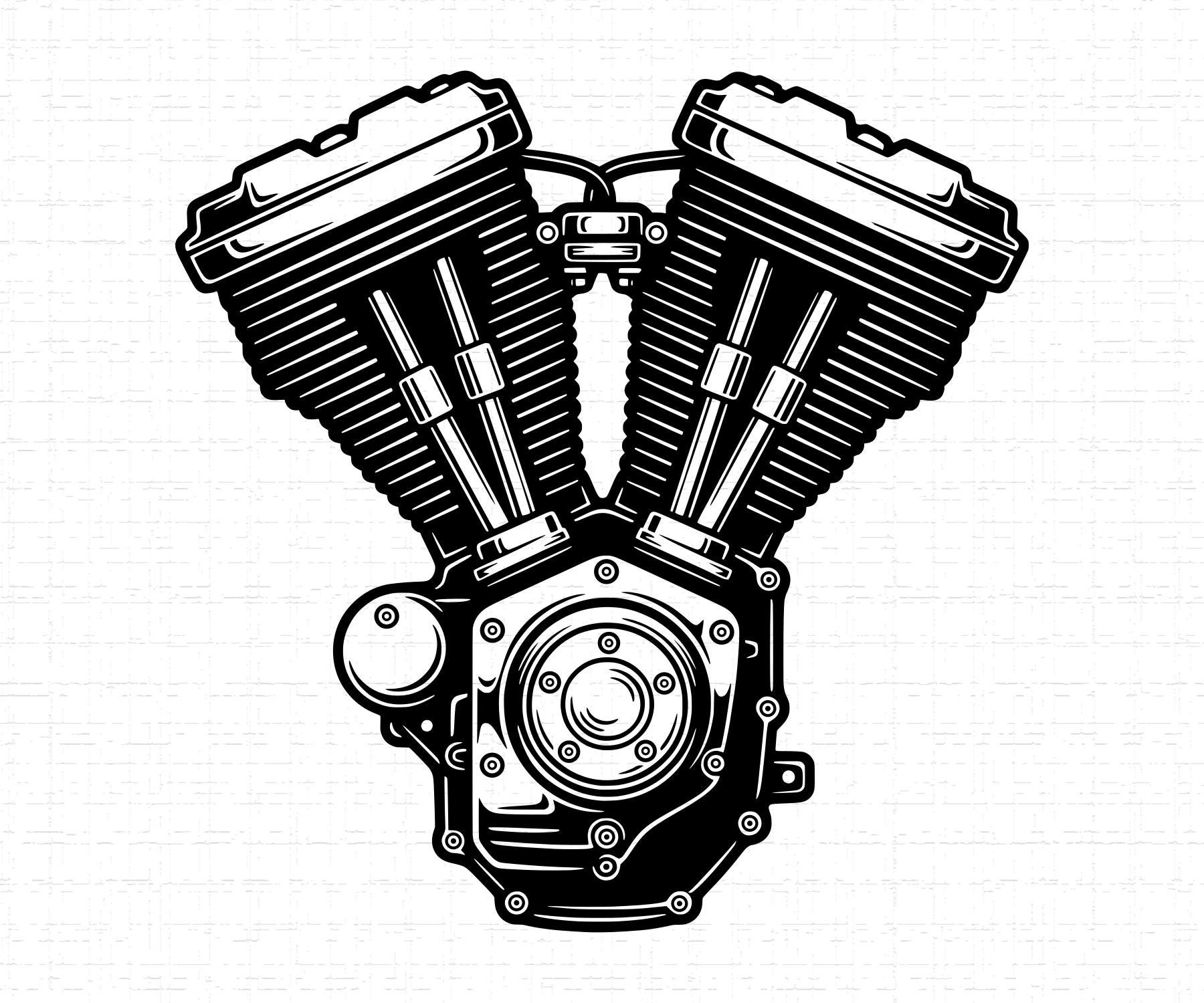 Motorcycle Engine SVG, PNG: V-twin Motor, Biker Gift, Garage Decor ...