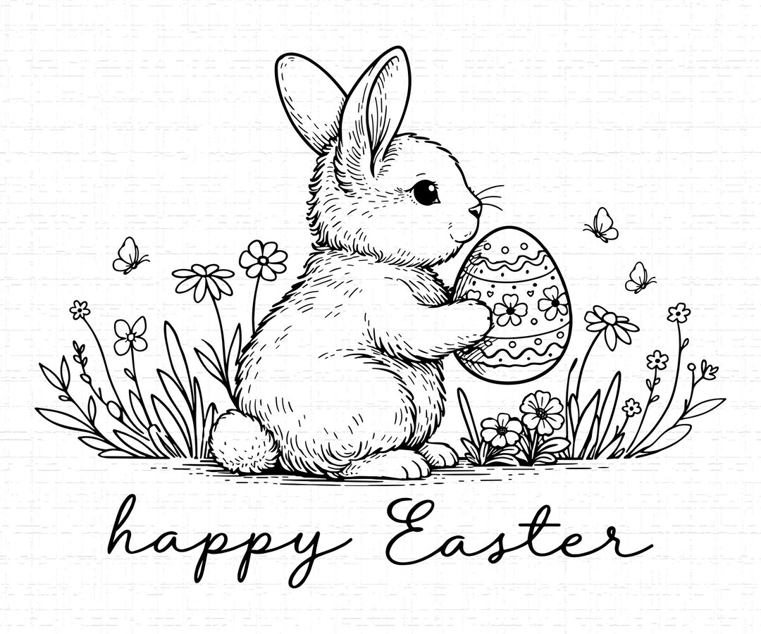 Happy Easter Floral Bunny SVG, PNG, Cute Spring Rabbit Design, Easter ...